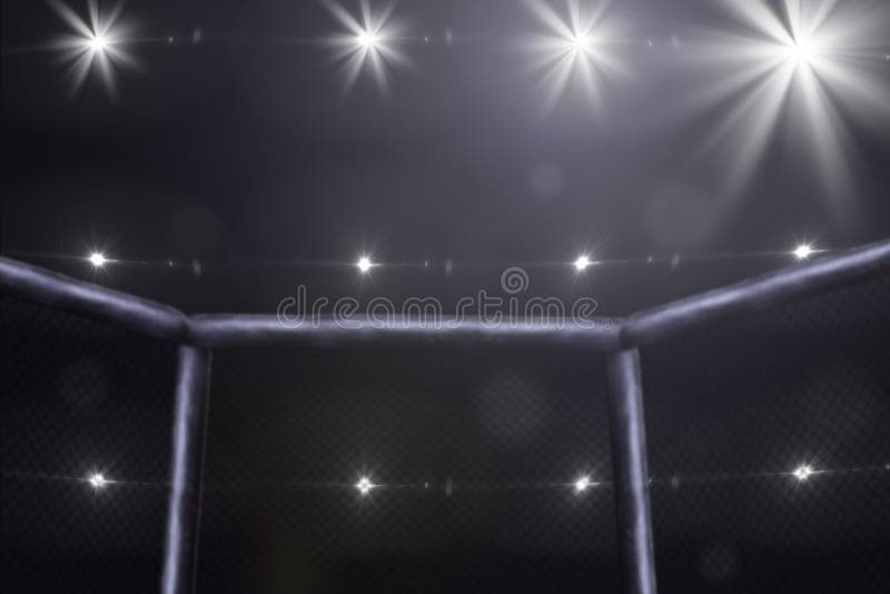Mma Fighting Stage Side View Under Lights Stock Image - Image of stage ...