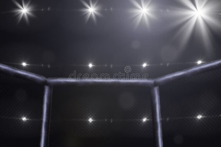 Mma Fighting Stage Side View Under Lights Stock Image - Image of stage ...