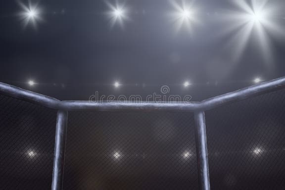 Mma Fighting Stage Side View Under Lights Stock Image - Image of ...