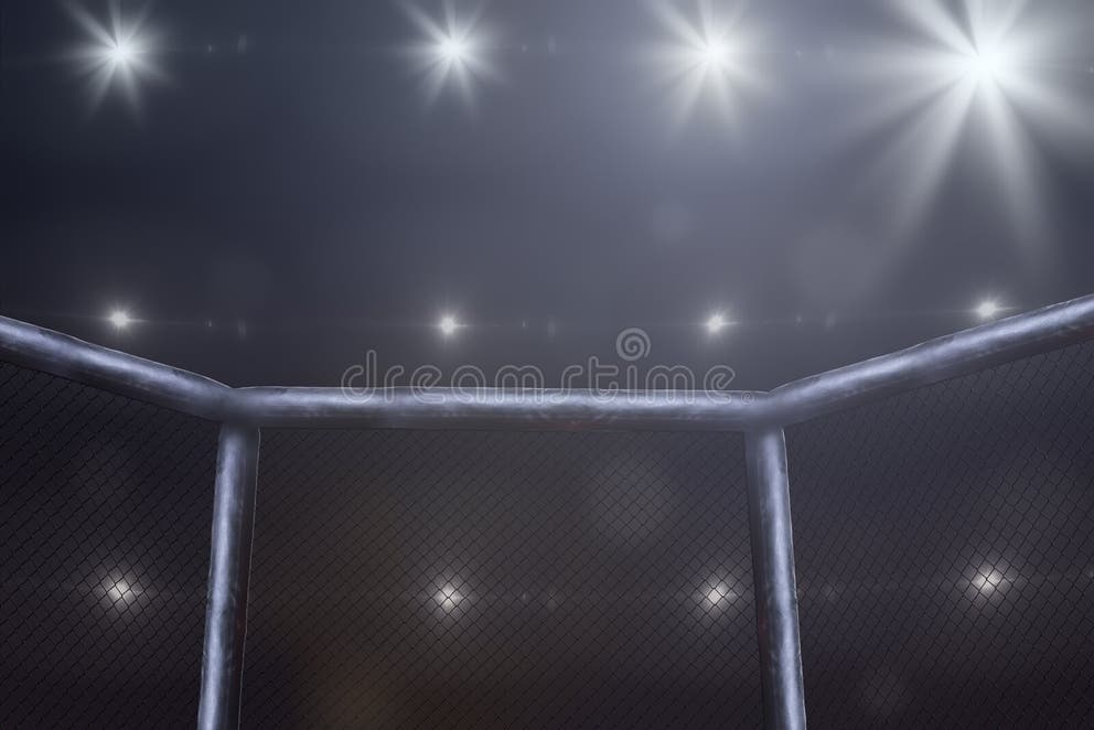 Mma Fighting Stage Side View Under Lights Stock Image - Image of ...