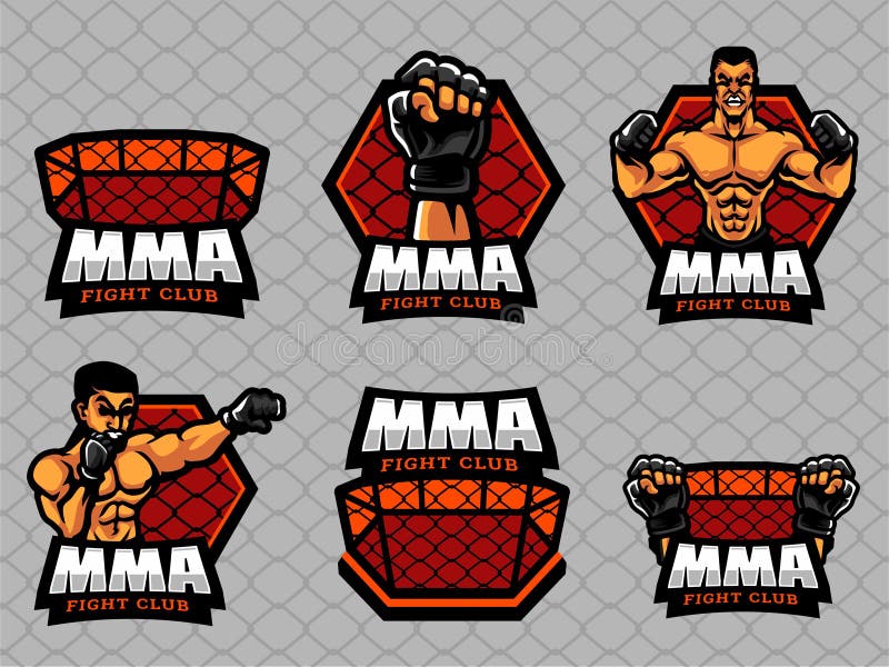 MMA Martial Art Logo and Badge Set Vector Image Stock Vector ...