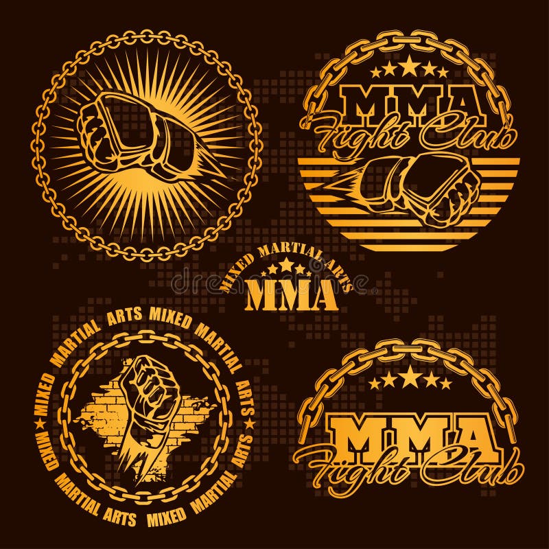 MMA Mixed Martial Arts Emblem Badges - Vector Set Stock Vector ...