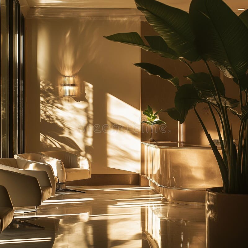 Mmodern and Elegant Interior with Sunlight Casting Shadows on the Wall ...