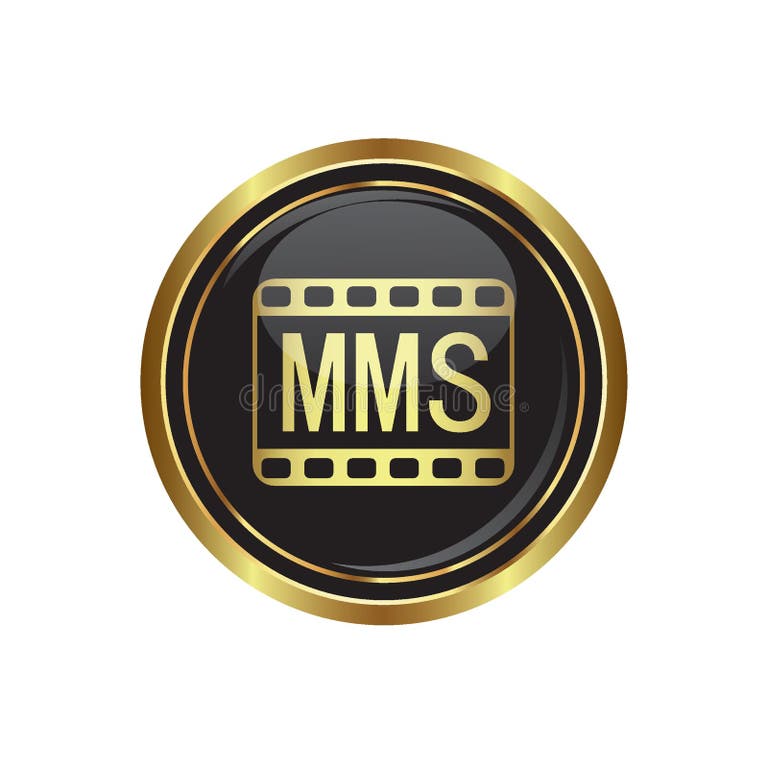 Mms Icon on the Black with Gold Round Button Stock Vector ...