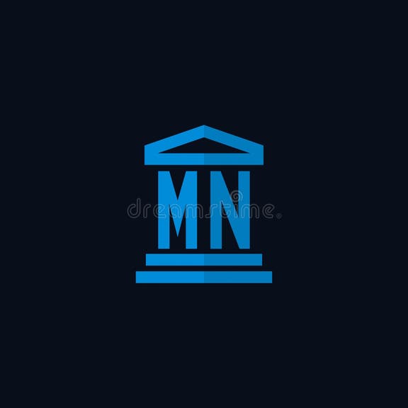 MN Initial Logo Monogram with Simple Courthouse Building Icon Design ...
