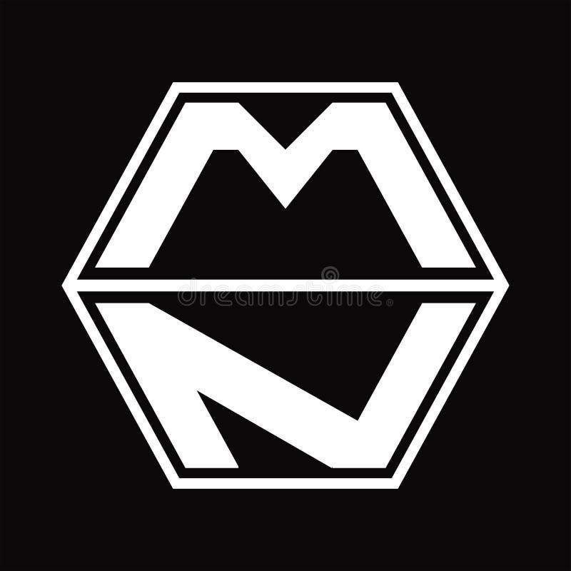 MN Logo Monogram with Hexagon Shape Up and Down Design Template Stock ...