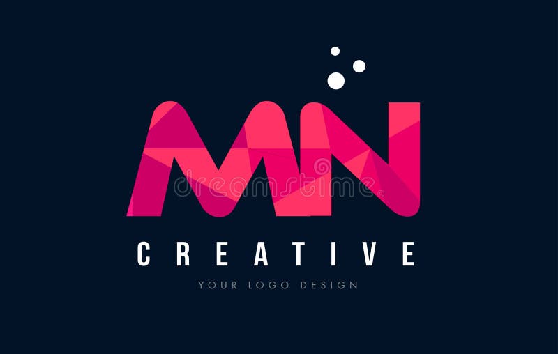 MN M N Letter Logo with Purple Low Poly Pink Triangles Concept Stock ...
