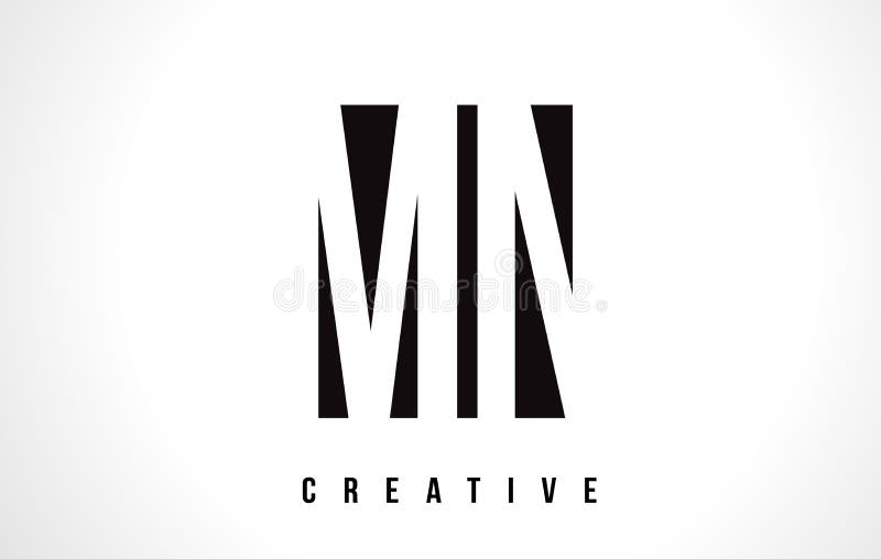 MN M N White Letter Logo Design with Black Square. Stock Vector ...