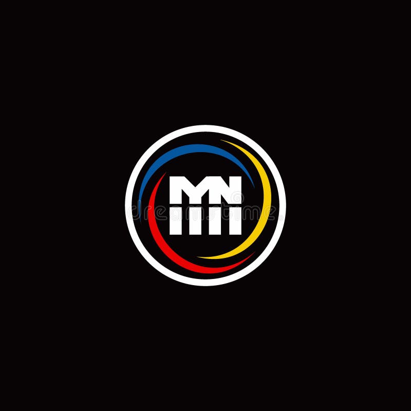 MN Monogram Logo Isolated on Circle Shape with 3 Slash Colors Rounded ...