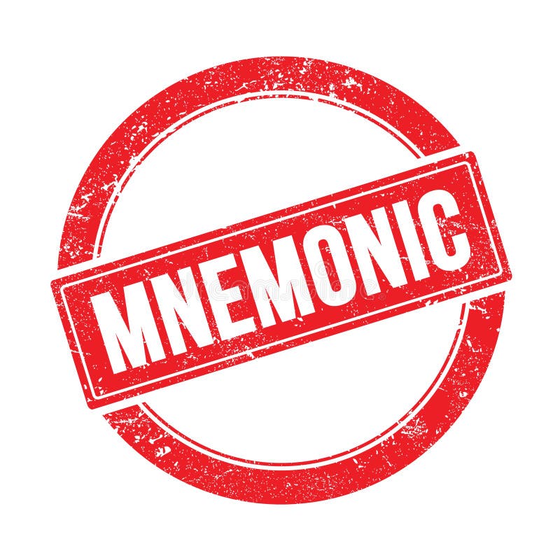 MNEMONIC Text on Red Grungy Round Stamp Stock Illustration ...