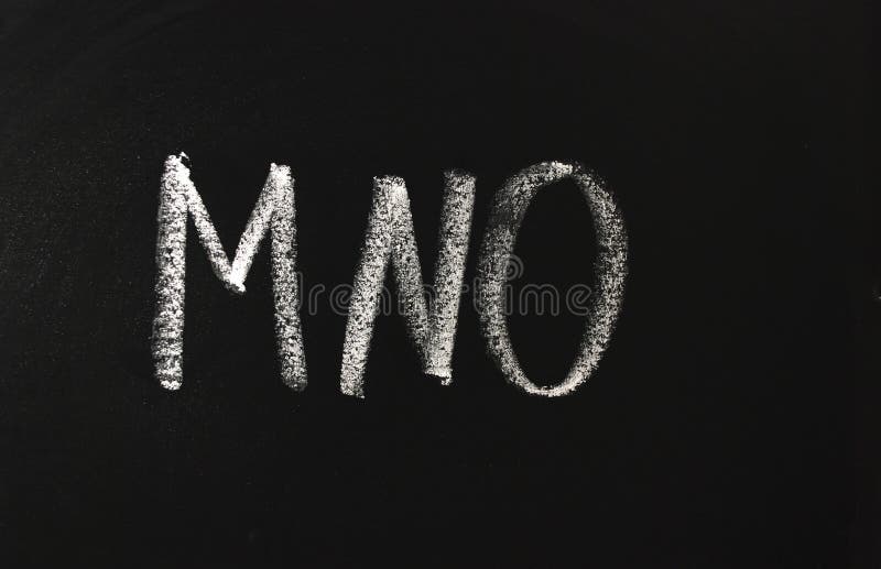 MNO Alphabet Letters Written in White Chalk on a Black Chalkboard Stock ...