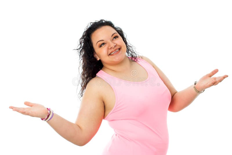 Menina Corpulento Que Come Somente O Alimento Doce Foto de Stock ...