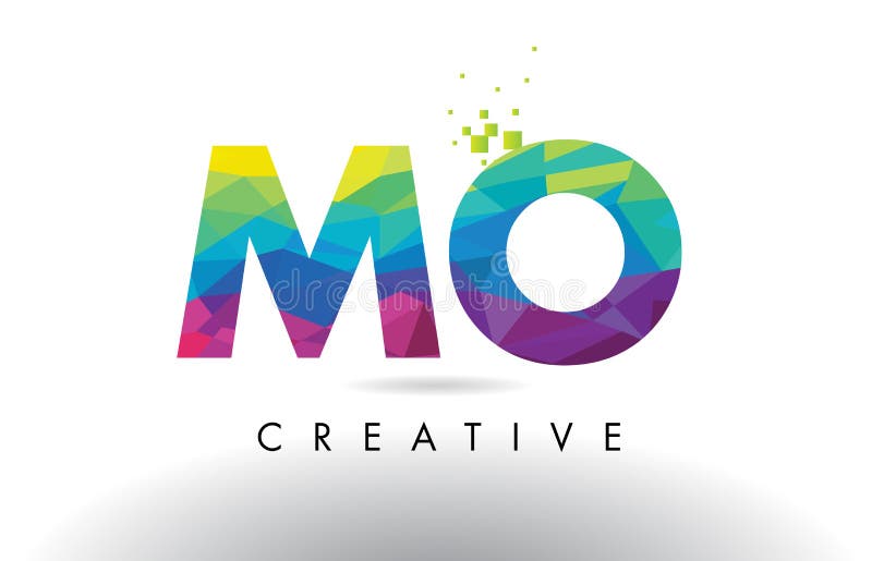 MO M O Colorful Letter Origami Triangles Design Vector. Stock Vector ...