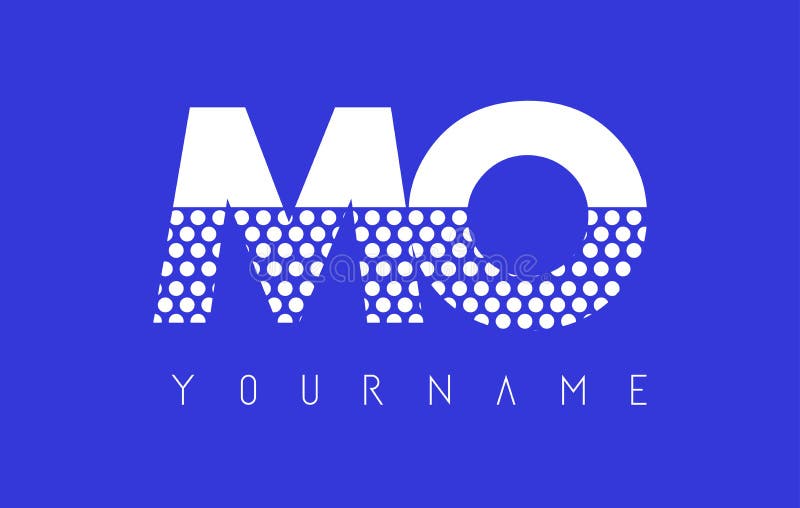 MO M O Dotted Letter Logo Design with Blue Background. Stock Vector ...