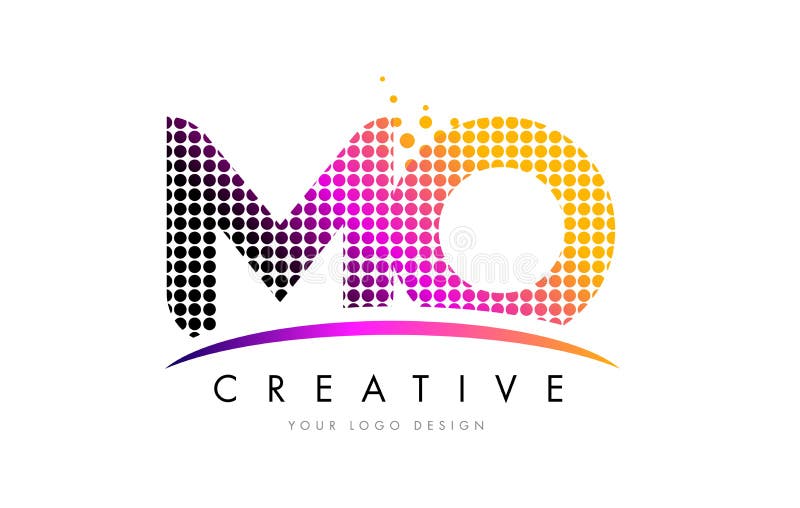 MO M O Letter Logo Design with Magenta Dots and Swoosh Stock Vector ...