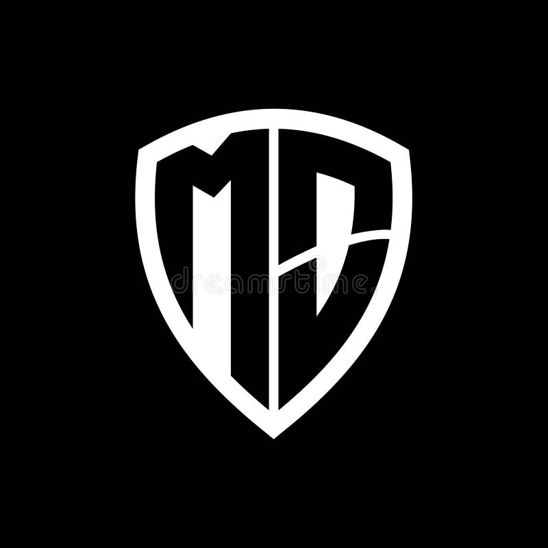 MO Monogram Logo with Bold Letters Shield Shape with Black and White ...