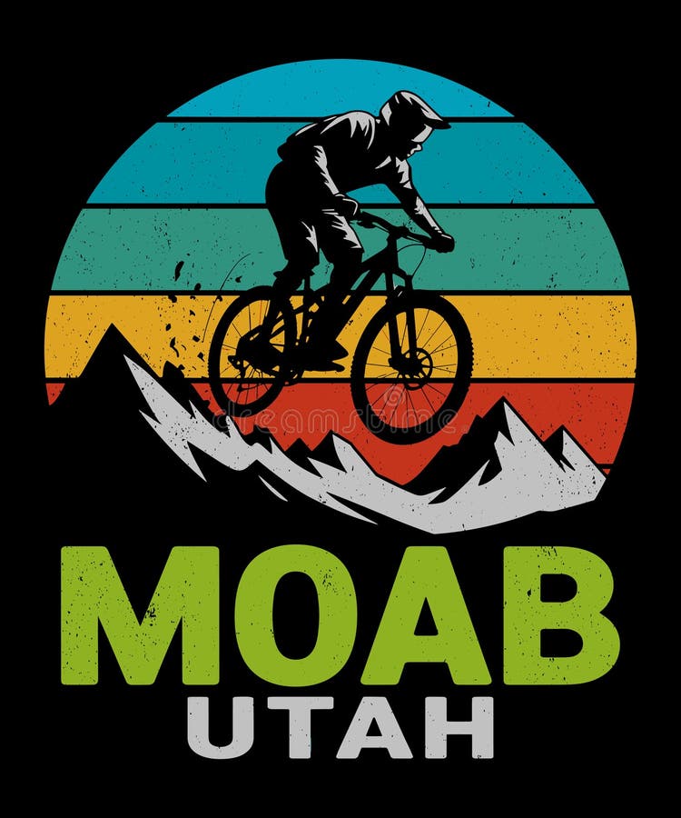 Moab Mountain Biking T-Shirt Stock Vector - Illustration of silhouette ...