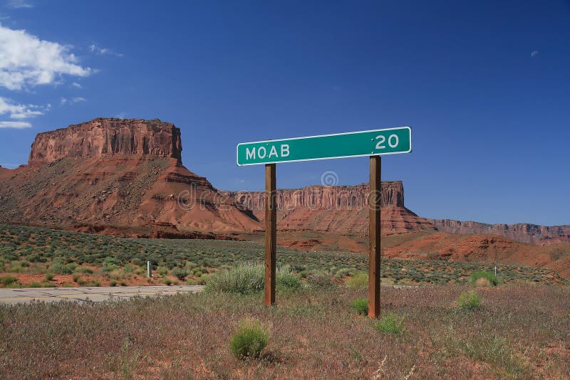 Moab Road Sign stock photo. Image of sign, mountains, plateaus - 2982106