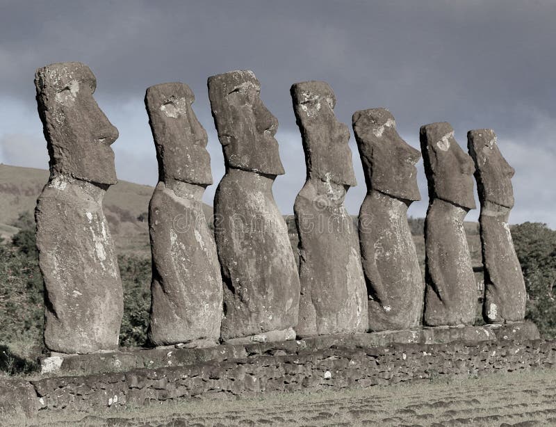 Moai on Easter Island at Ahu Akivi Stock Photo - Image of america ...