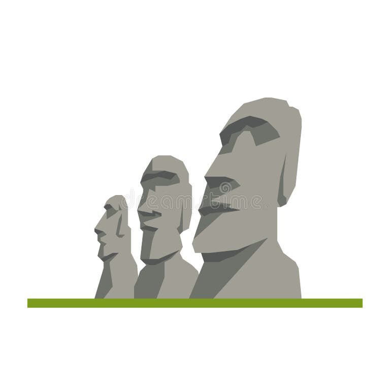 Moai Heads, Easter Islands, Flat Design Vector Icon Stock Vector ...