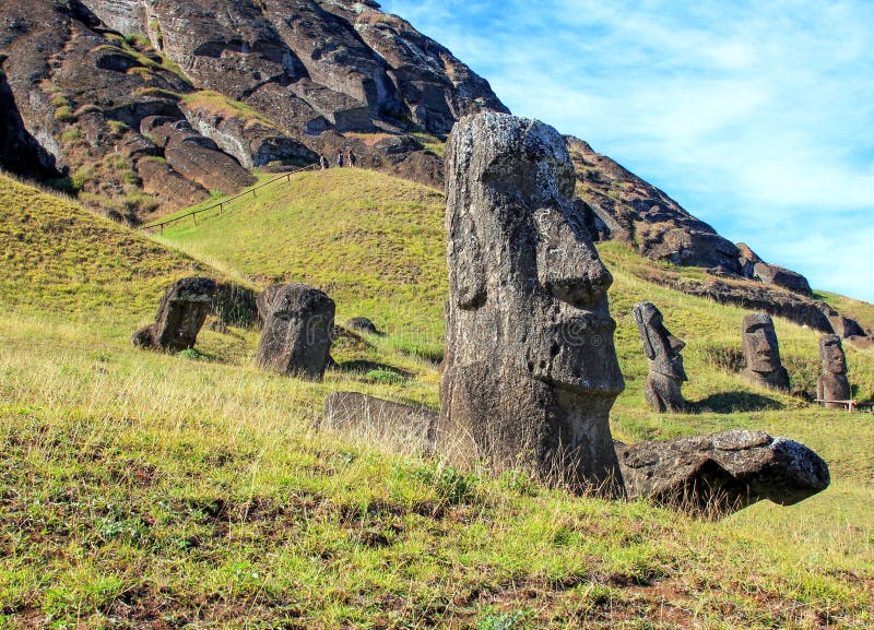 Moai at Quarry, Easter Island, Chile Stock Photo - Image of holiday ...