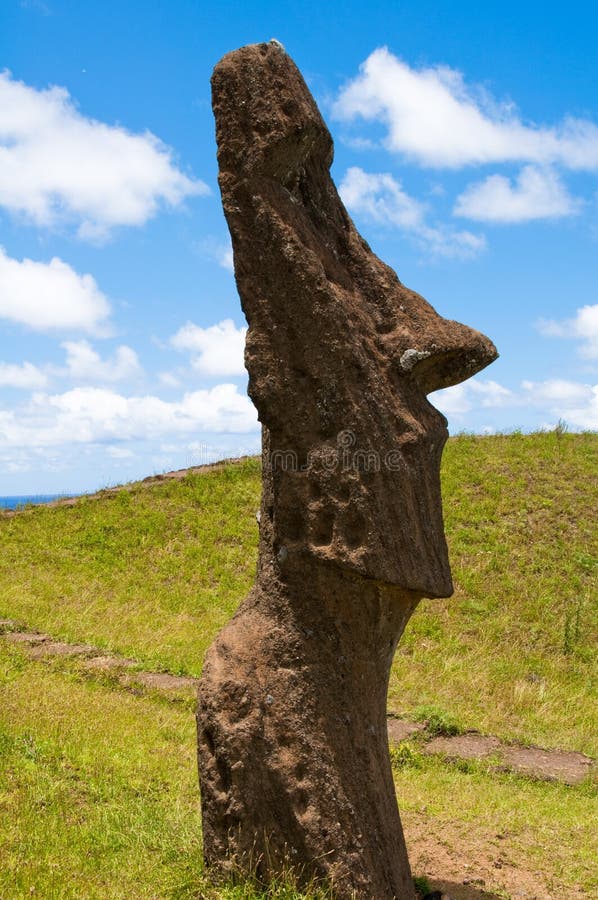 Moai at Rano Raraku on Easter Island (Rapa Nui) Stock Photo - Image of ...