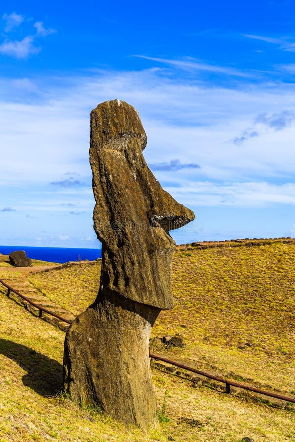 Moai at the Rano Raraku Quarry Stock Photo - Image of monument ...