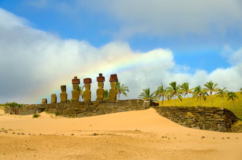 Moai at Anakena Beach stock image. Image of south, easter - 82301637