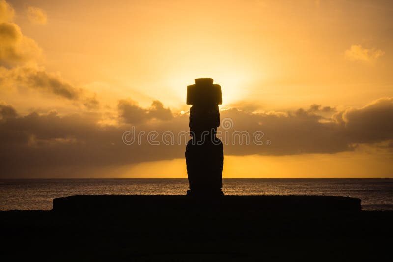 Moai Silhouette during the Sunset in Easter Island. Stock Photo - Image ...