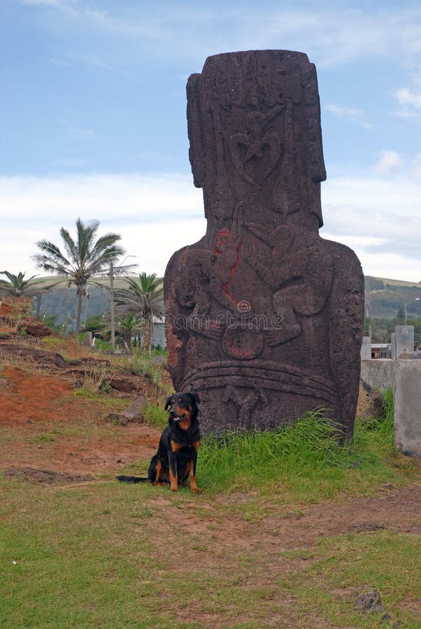 Moai Statue with Dog at Rapa Nui - Easter Island Stock Image - Image of ...