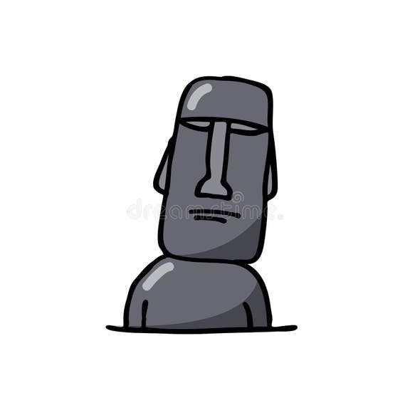 Moai Statue Doodle Icon, Vector Illustration Stock Illustration ...
