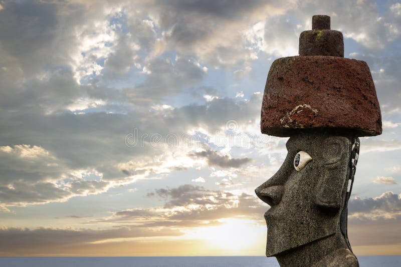 Moai Statue Eyes Head Hanga Roa Easter Island Chile Polynesia Stock ...