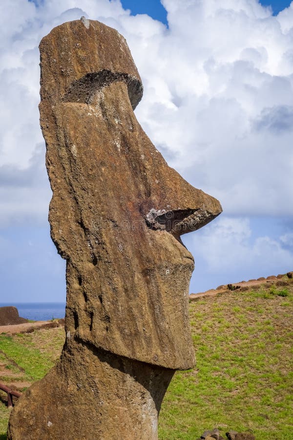 Moai Statue on Rano Raraku Volcano, Easter Island Stock Photo - Image ...