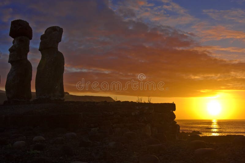 Moai statues stock image. Image of tranquil, shoreline - 13165257