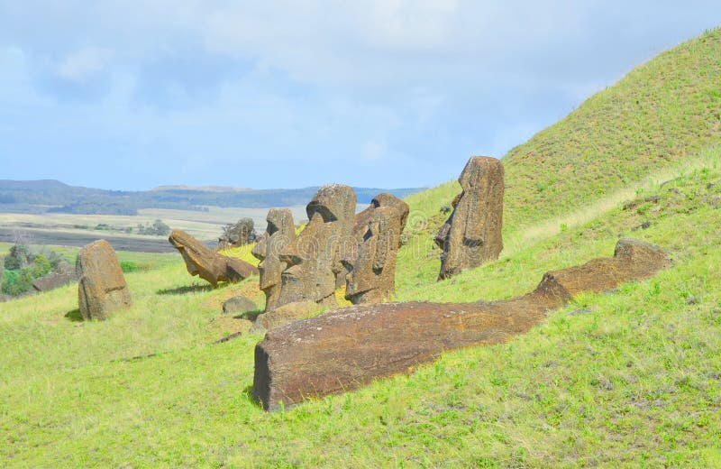 Moai Statues Abandoned on the Slopes of the Rano Raraku on Easter ...