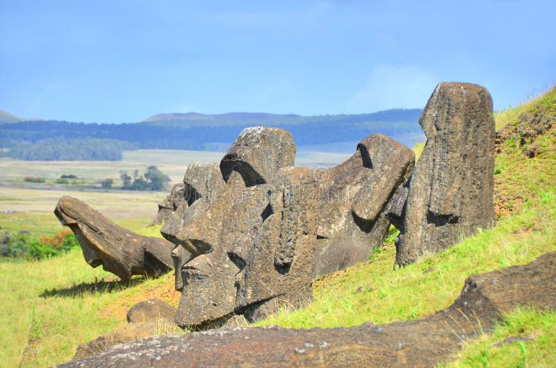 Moai Statues Abandoned on the Slopes of the Rano Raraku on Easter ...