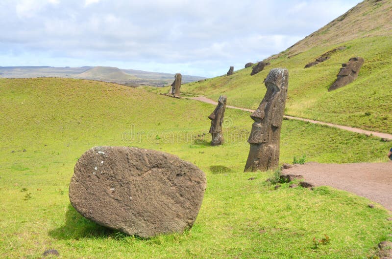 Moai Statues Abandoned on the Slopes of the Rano Raraku on Easter ...