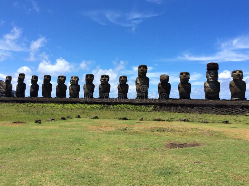 Moai Statues, Easter Island, Chile. Stock Photo - Image of travel ...