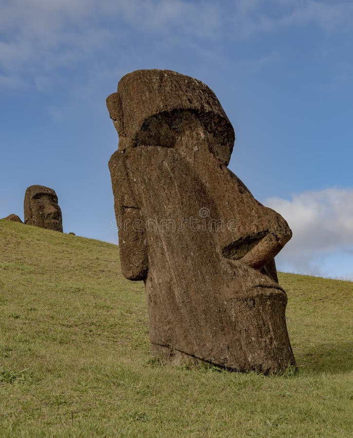 Moai Statues on Easter Island at the Rano Raraku Quarry Stock Photo ...