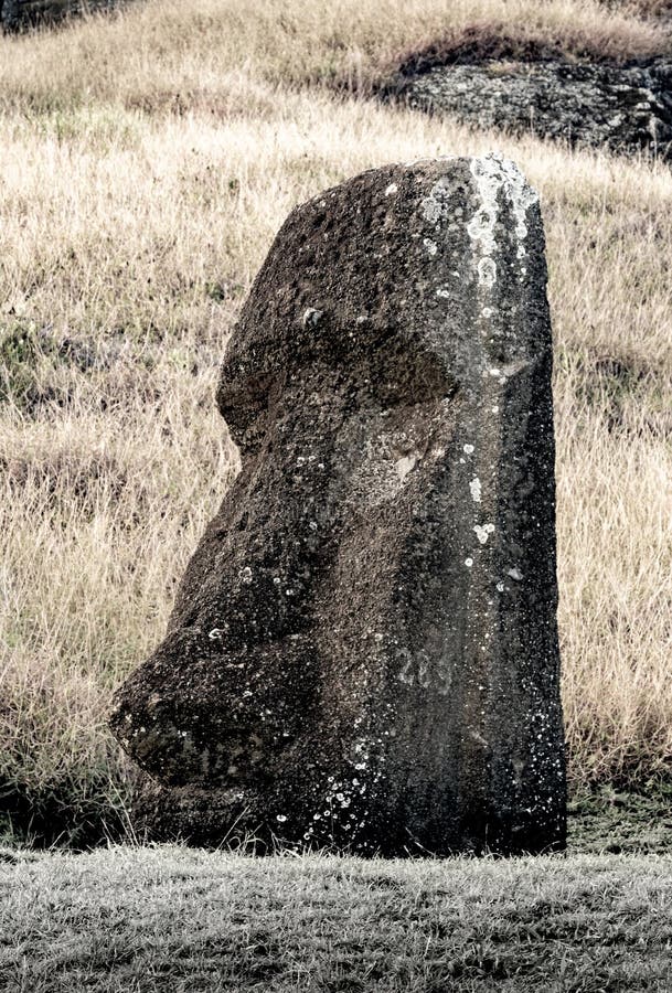 Moai Statues on Easter Island at the Rano Raraku Quarry Stock Photo ...
