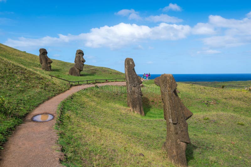 Moai Statues in the Rano Raraku Volcano in Easter Island, Chile Stock ...