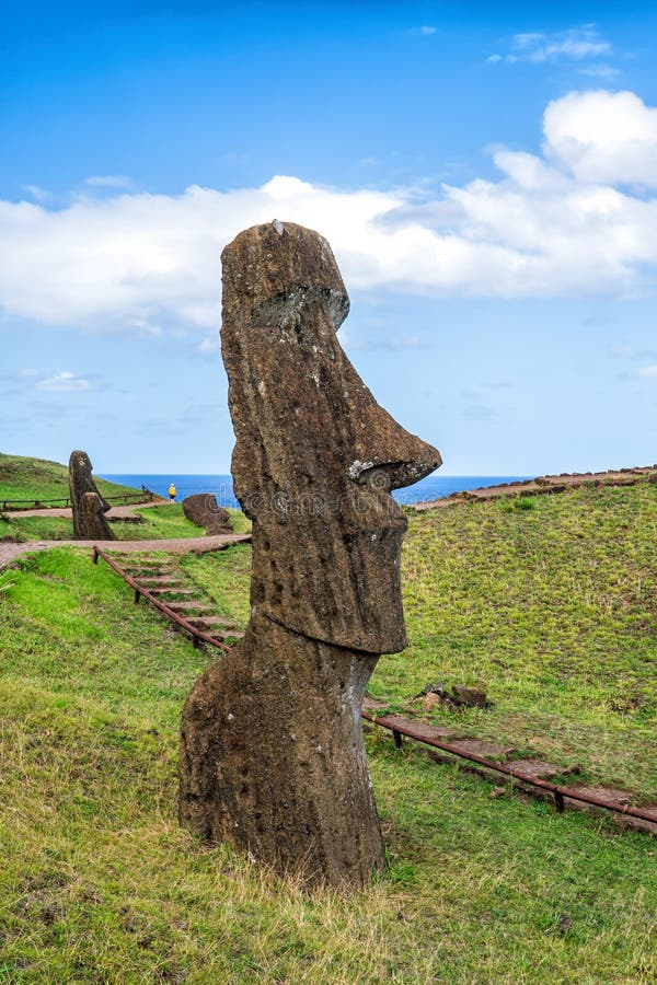 Moai Statues in the Rano Raraku Volcano in Easter Island, Chile Stock ...