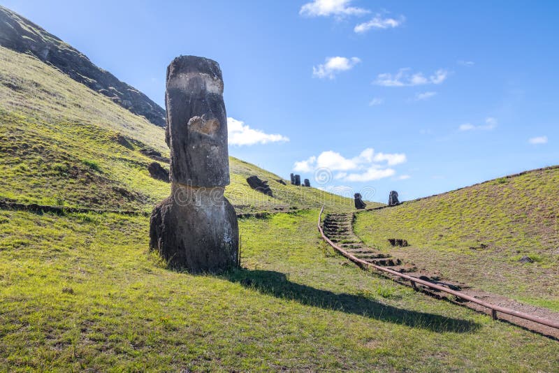 Moai Statues of Rano Raraku Volcano Quarry - Easter Island, Chile Stock ...