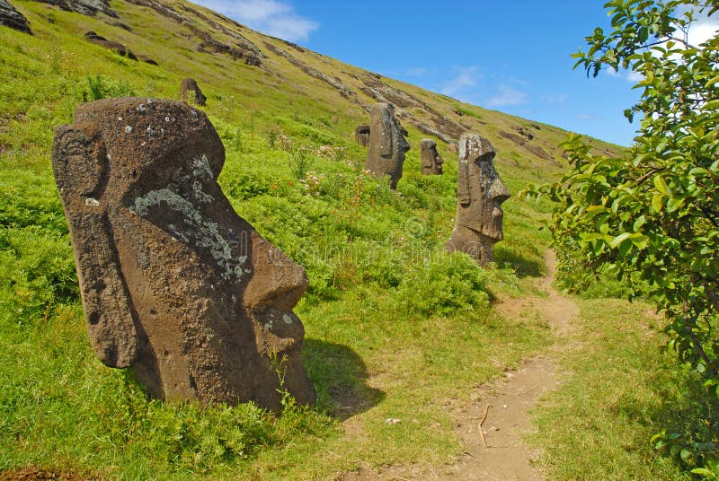 Moai Stone Statues at Rapa Nui - Easter Island Stock Image - Image of ...