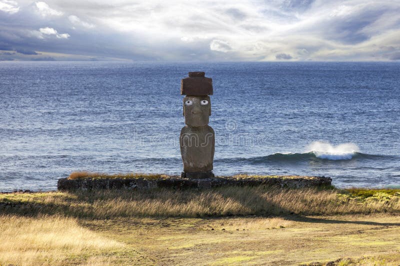 Moai`s shadow stock photo. Image of front, moai, cloudy - 147519724