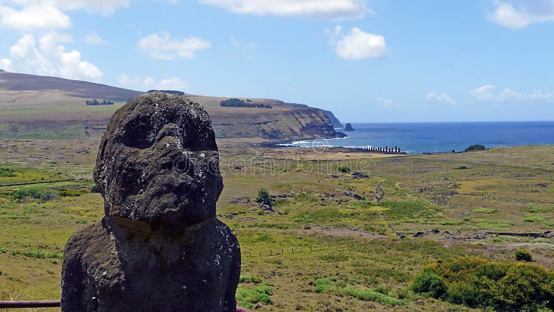Moais on Easter Island, Rapa Nui, Chile Stock Image - Image of clouds ...