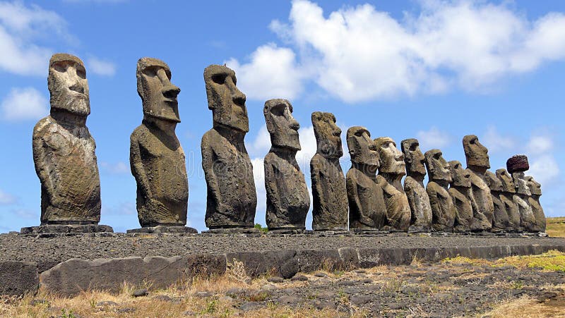 Moais on Easter Island, Rapa Nui, Chile Stock Image - Image of landmark ...