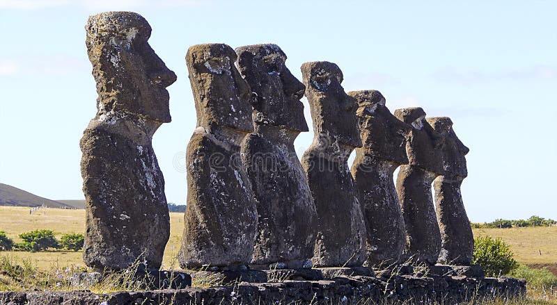 Moais on Easter Island, Rapa Nui, Chile Stock Image - Image of figure ...