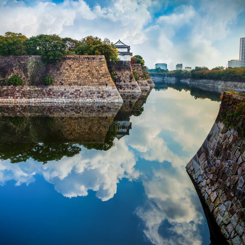 Moat of Osaka Castle in Osaka Stock Photo - Image of building, travel ...