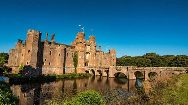 A Moated Brick Castle in Southern England Stock Image - Image of ...